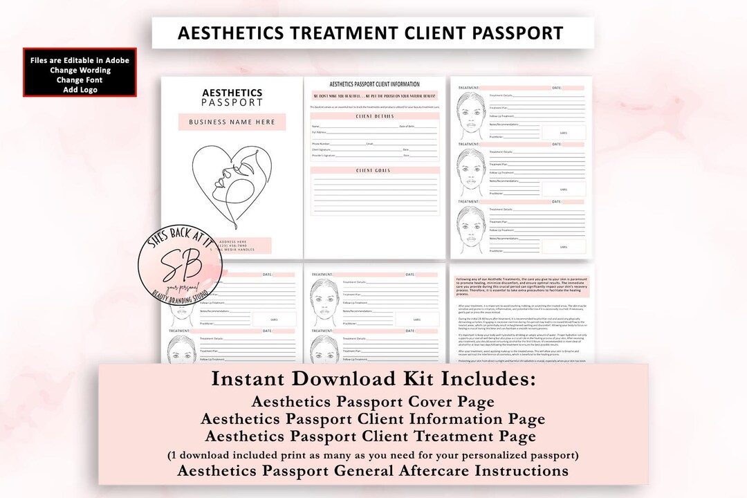 Aesthetics Beauty Passport Template, Beauty Treatment Plan Printable ...