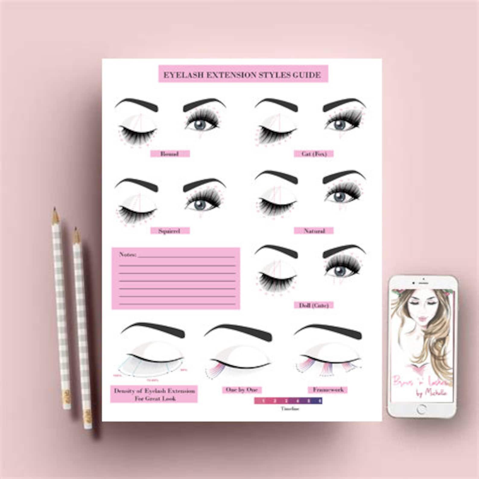 Eyelash Extension Style Guide Lash Extension Guide | Etsy