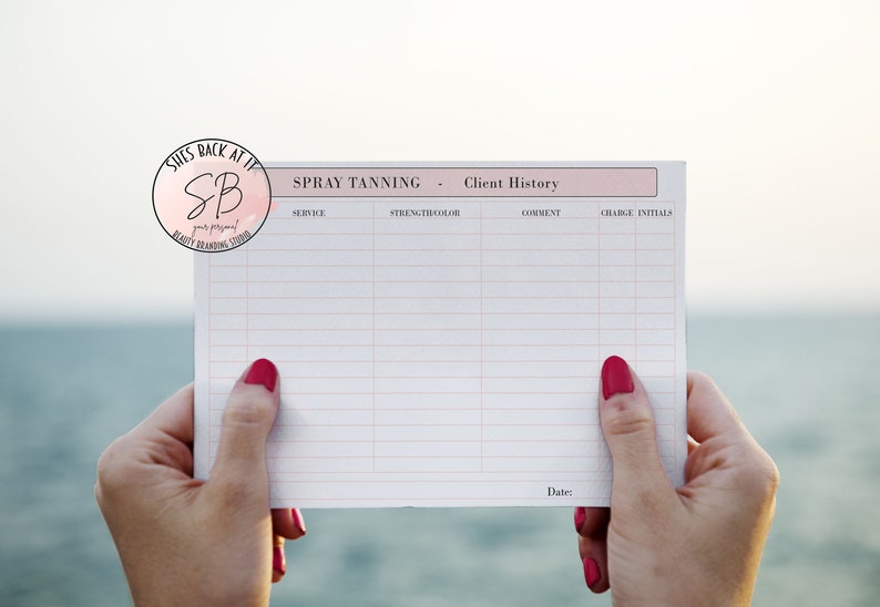 Spray Tan Client Record, Spray Tanning Business Form, Spray Tanning ...