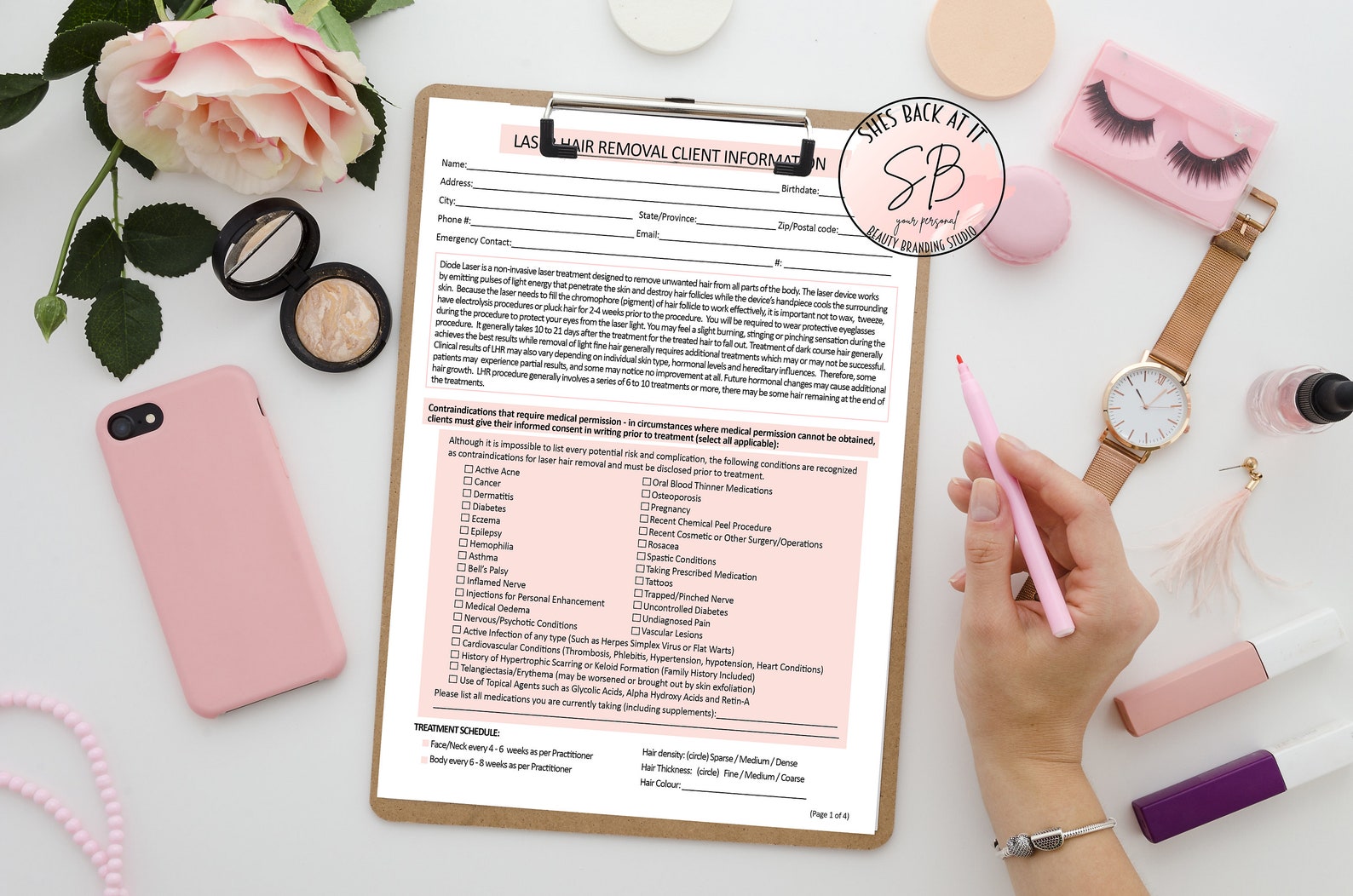 Laser Hair Removal Client Forms, IPL Client Information Forms, Laser ...