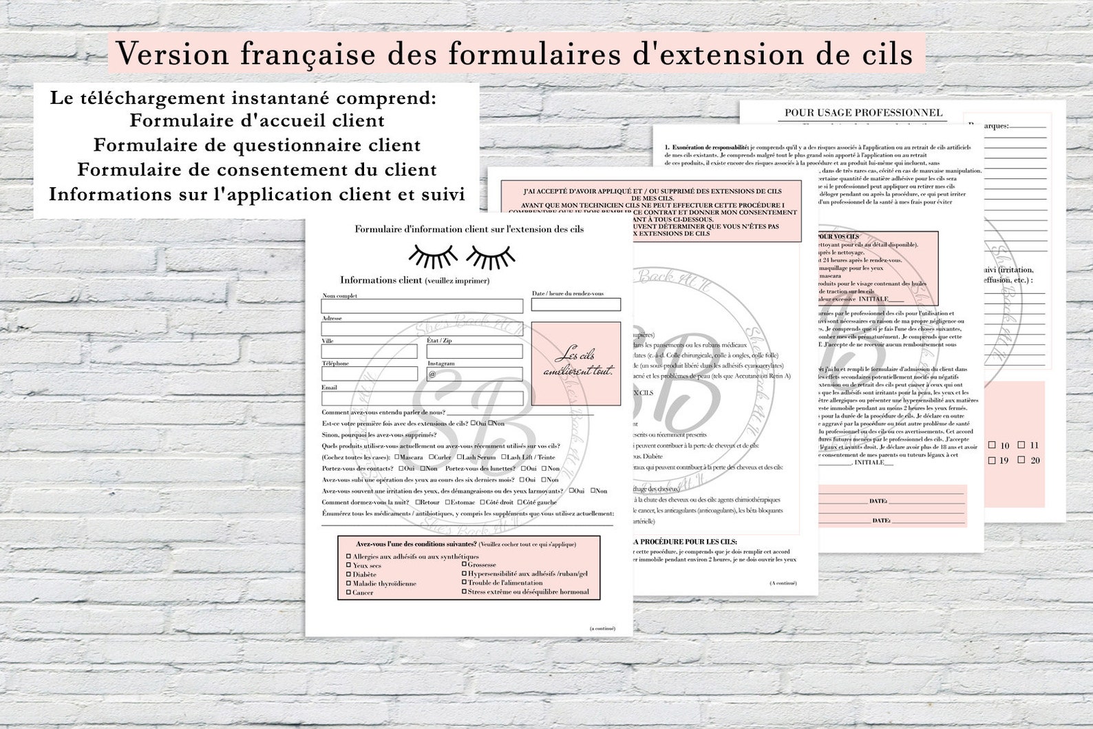 French Version Eyelash Extension Forms French Consent Form | Etsy
