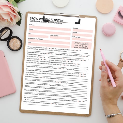 Brow Wax and Tint Forms Brow Client Consultation and Consent - Etsy