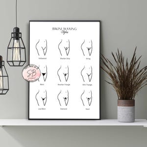Bikini Waxing Styles Printable Poster, Intimate Hair Removal Art ...