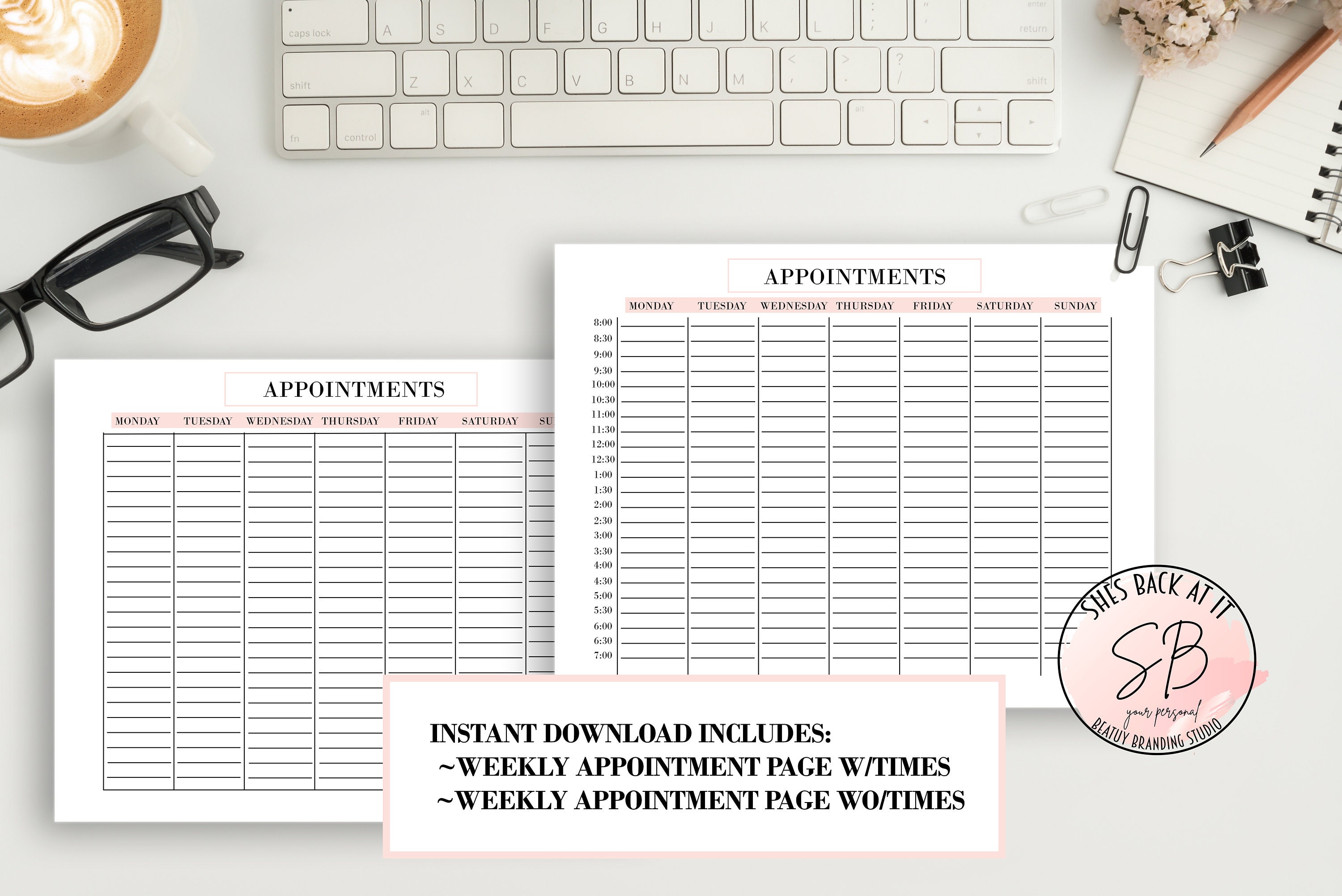 Salon Business Forms Weekly Appointments Page Printable - Etsy