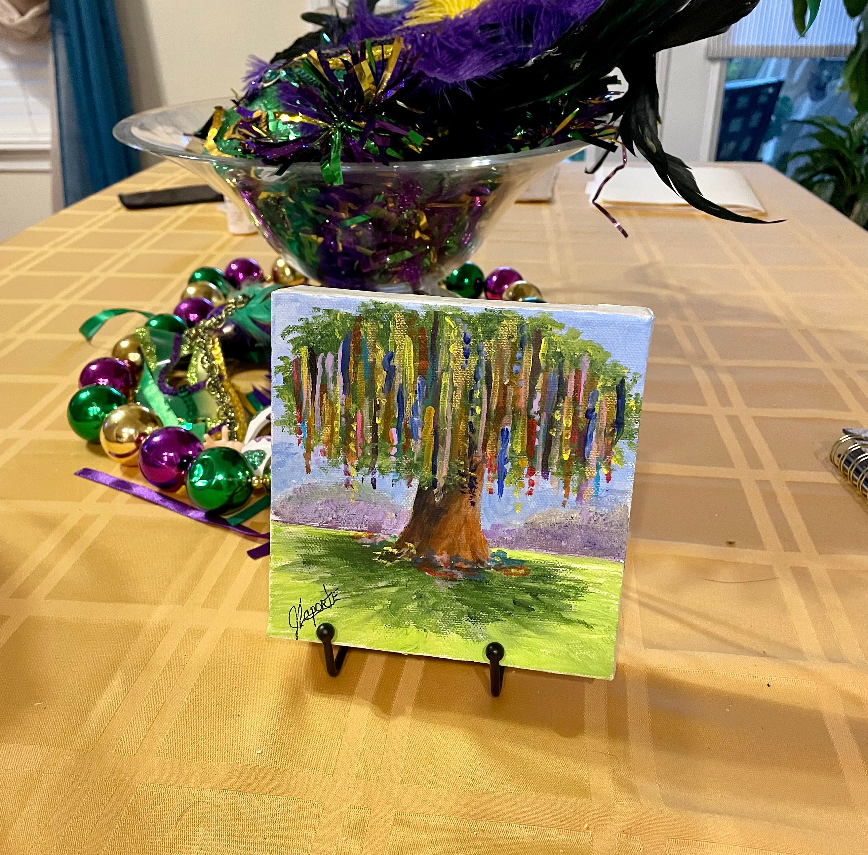 Mardi Gras Tree, 6x6, Small Square Original Painting by Joyce Laporte ...