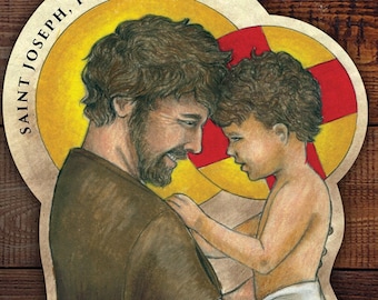 St. Joseph and Jesus Decal Catholic Marian Vinyl Sticker Indoor Outdoor ...