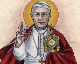 St. Pope Pius X Art Print, Catholic Patron Saint of First Communicants ...