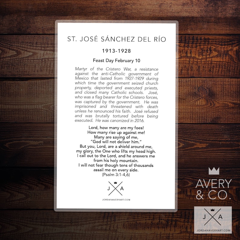 Saint José Sánchez Del Río Prayer Card - Etsy
