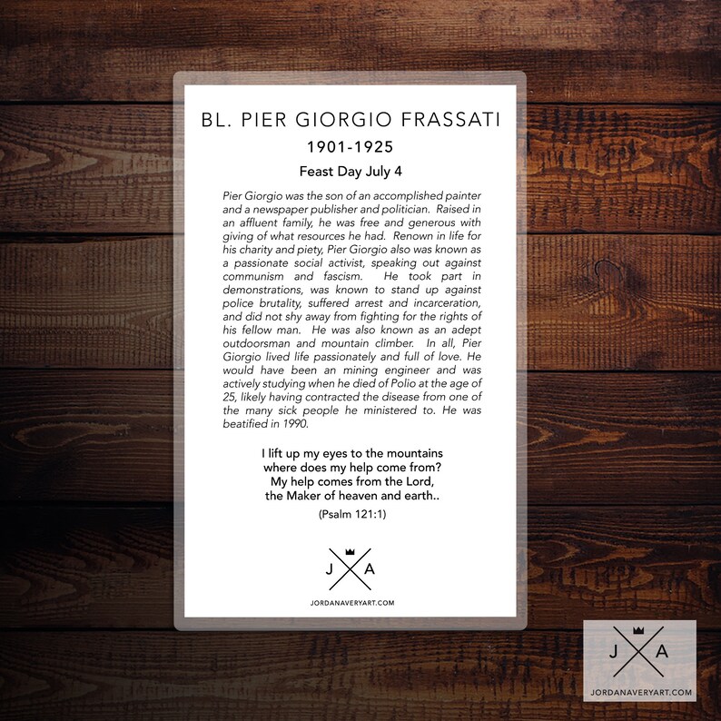 Blessed Pier Giorgio Frassati Prayer Card - Etsy