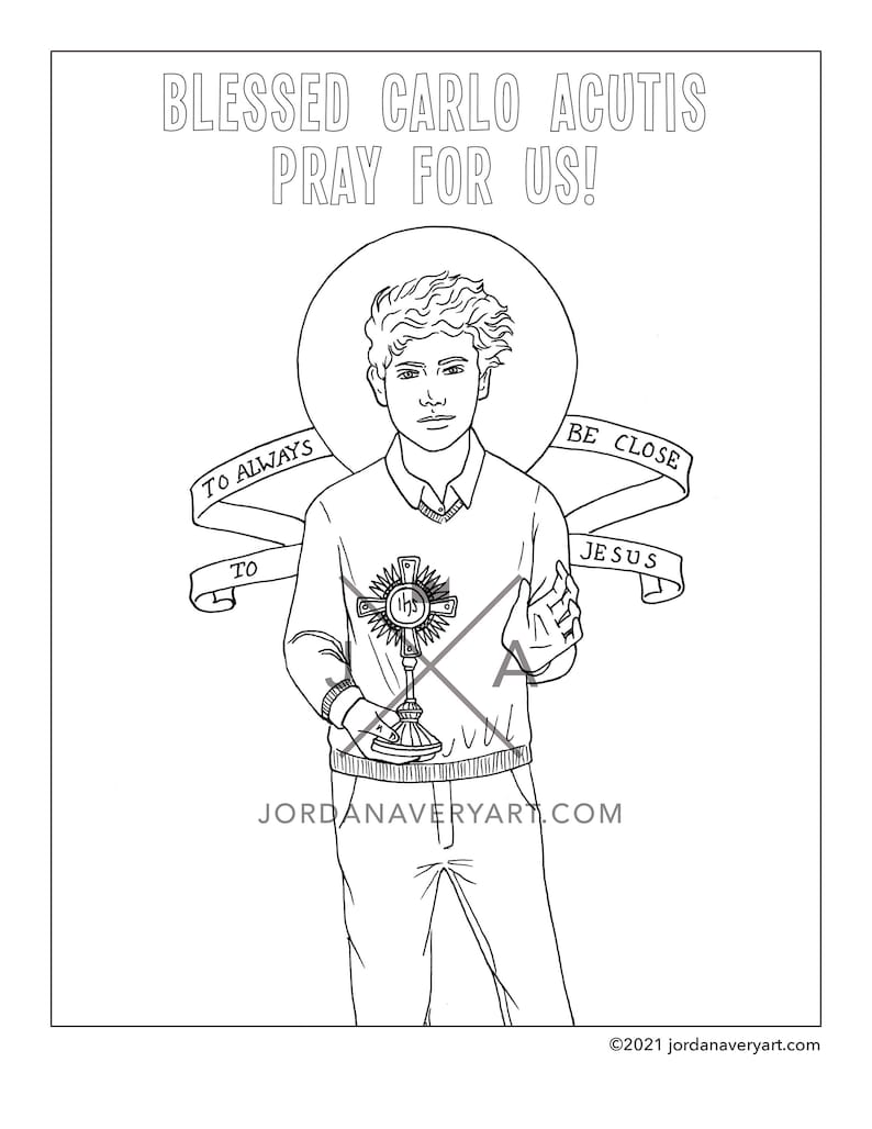 Blessed Carlo Acutis Coloring Page - Etsy