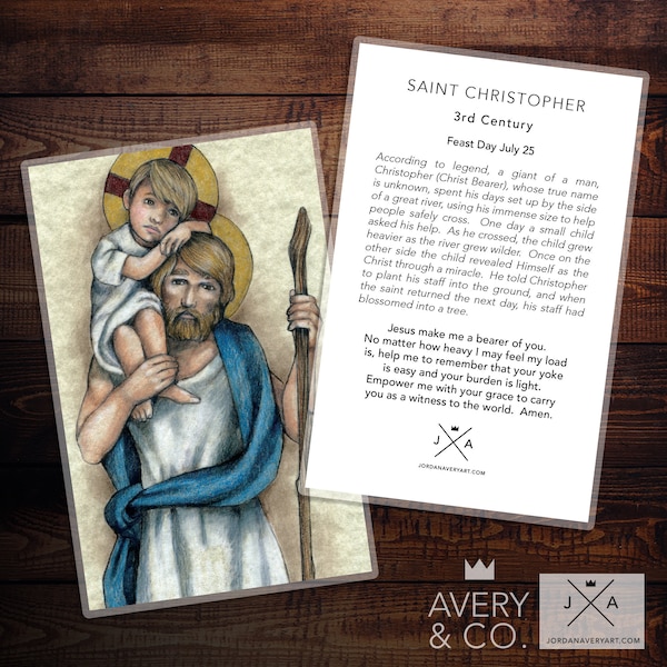 St Christopher Holy Card - Etsy