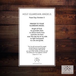 Holy Guardian Angels Prayer Card - Etsy