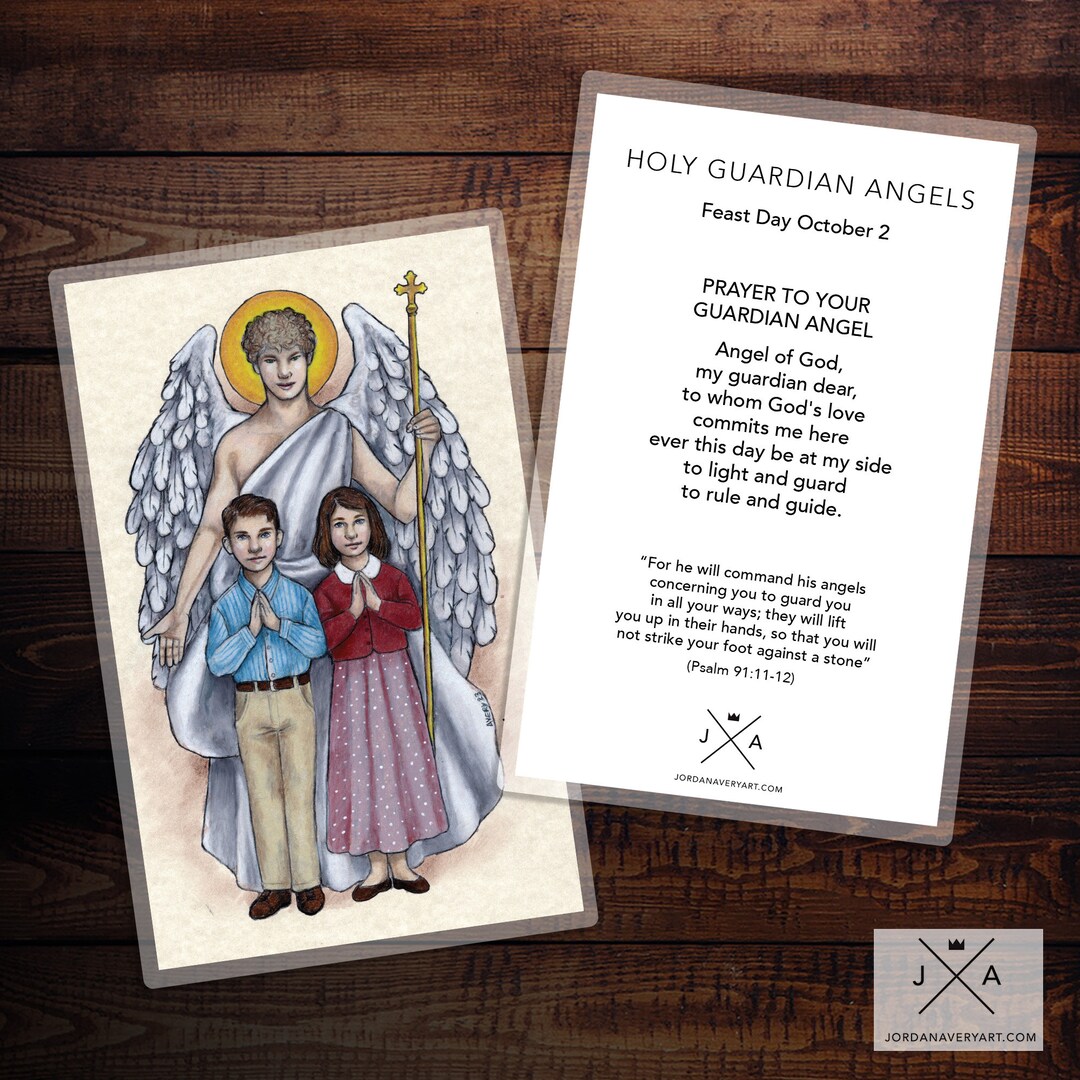 Holy Guardian Angels Prayer Card - Etsy