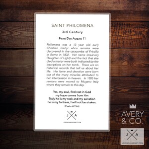 Saint Philomena Prayer Card - Etsy
