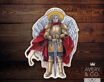 St. Michael the Archangel Sticker | Round Vinyl Decal for Indoor ...