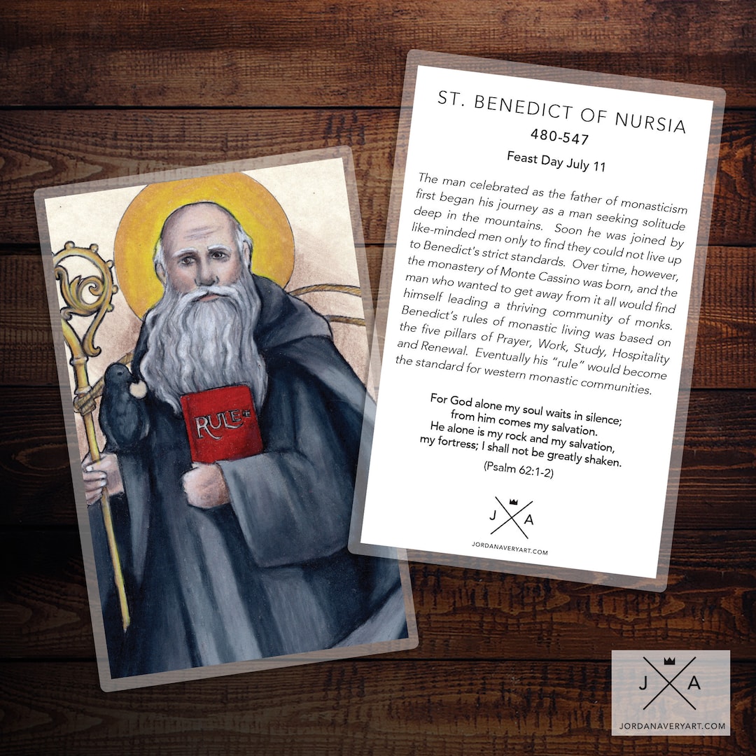 Saint Benedict of Nursia Prayer Card - Etsy