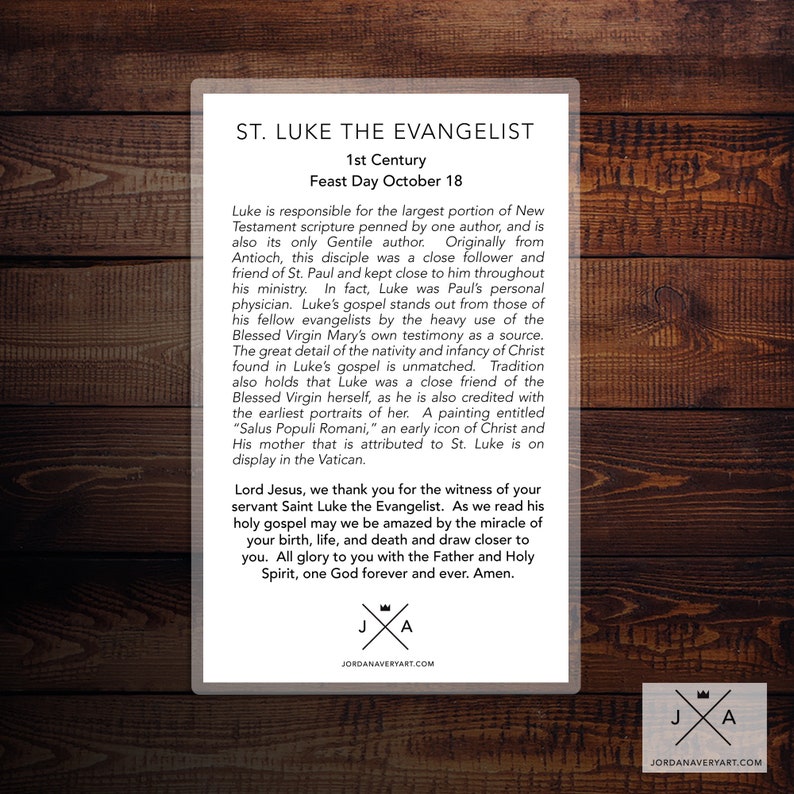 Saint Luke the Evangelist Prayer Card - Etsy