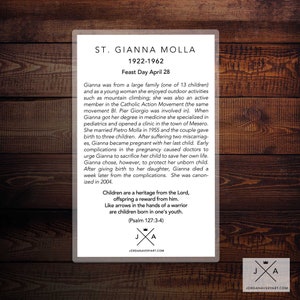 Saint Gianna Molla Prayer Card - Etsy