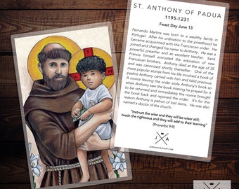 Saint Anthony of Padua Relic Medal Pack Third Class Relic Holy Card & Medal touched to Relic of ...