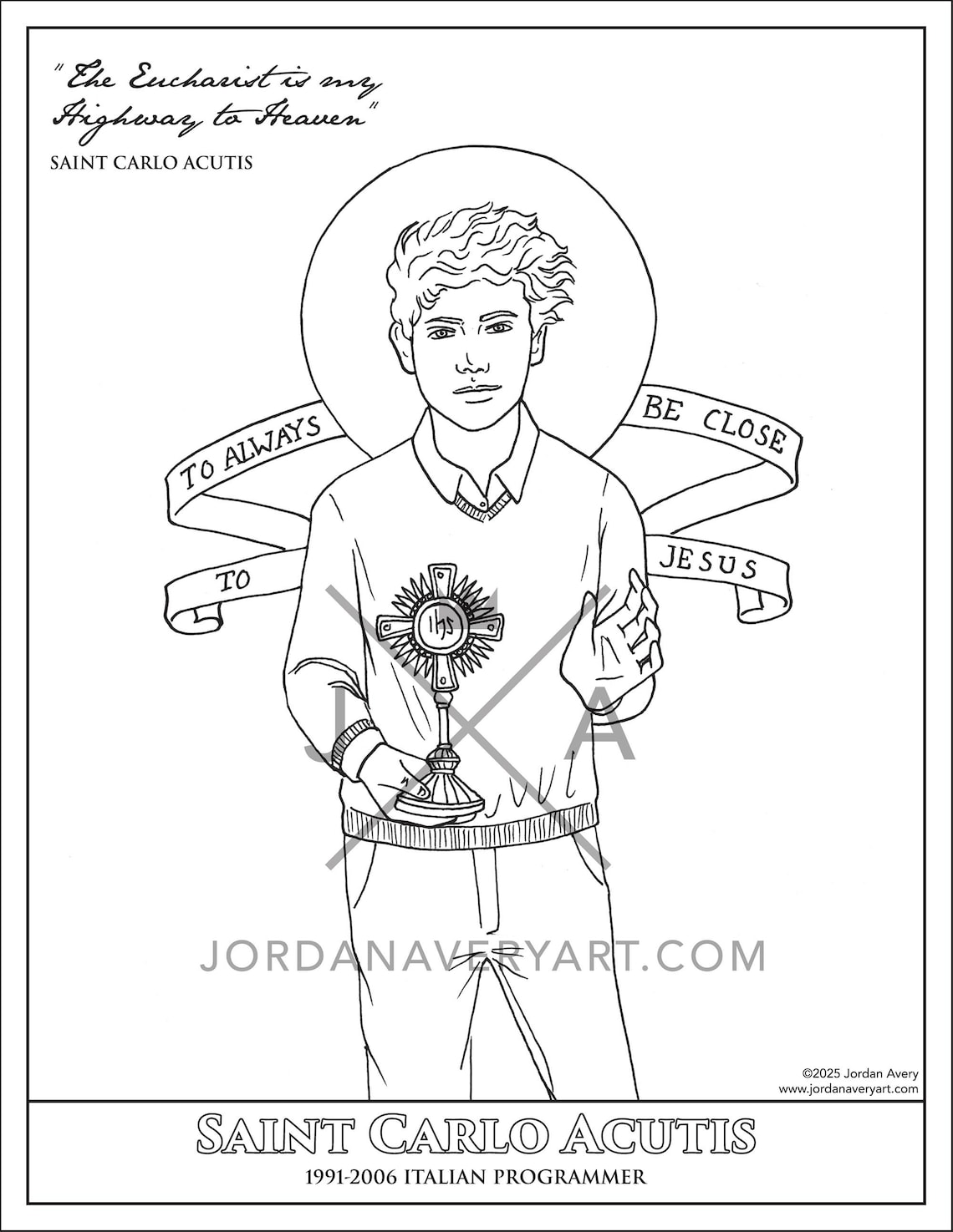 Saint Carlo Acutis Coloring Page - Etsy Canada