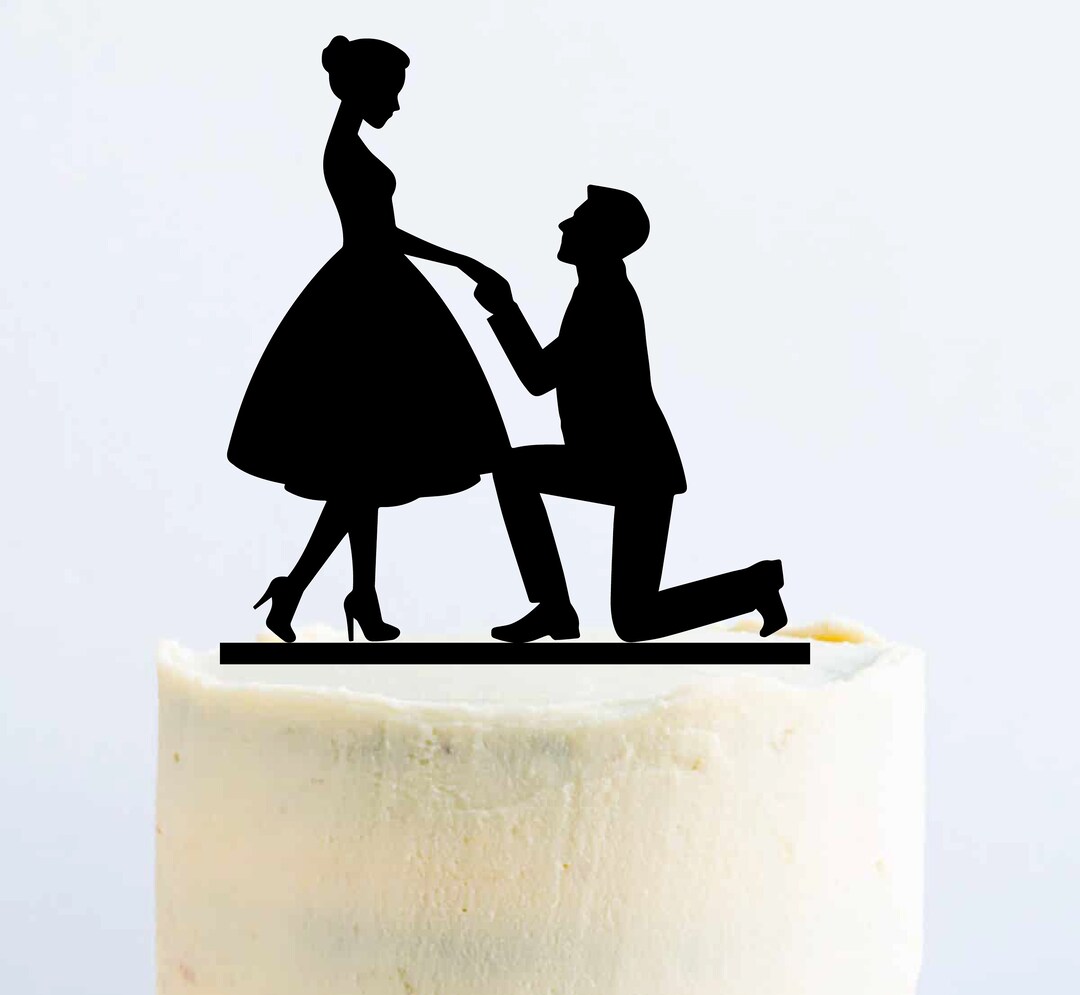 Proposal Engagement Cake Fiancé and Fiancée Cake Topper Wedding Cake ...