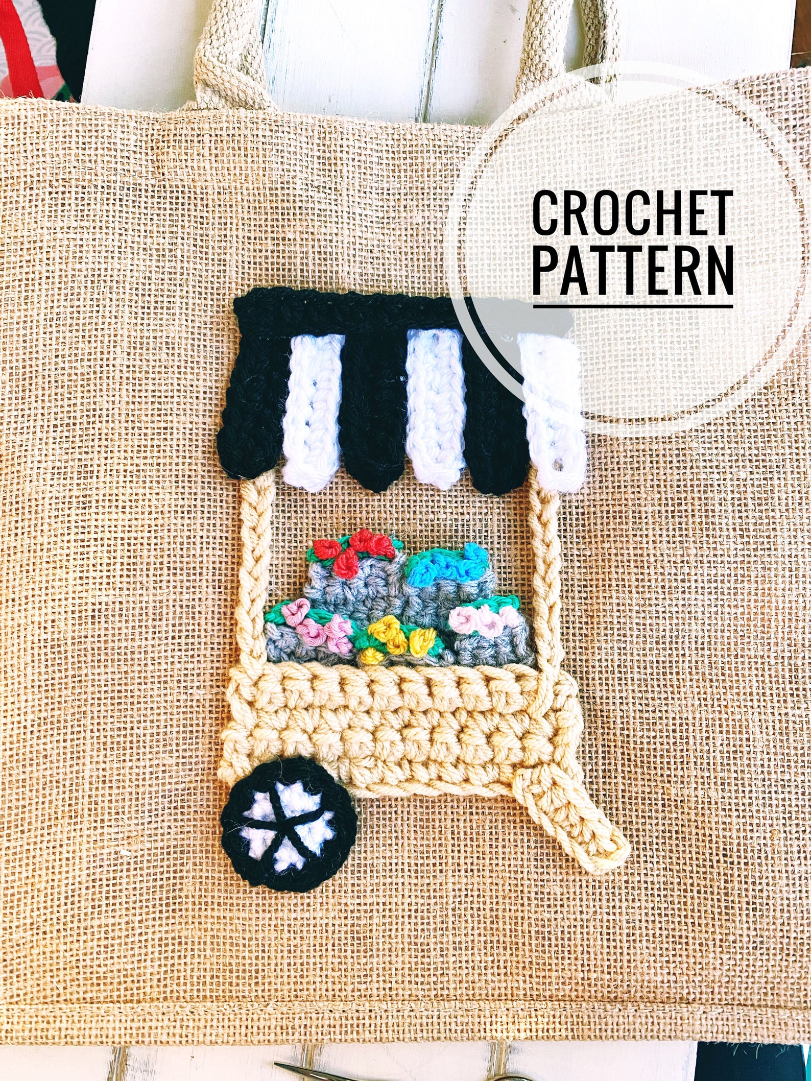 PATTERN Crochet Flower Cart Applique Beginner Modern - Etsy