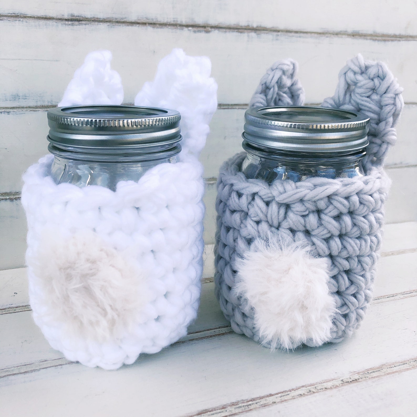 Crochet Bunny Mason Jar Cover Pattern Rabbit Pattern Easter - Etsy