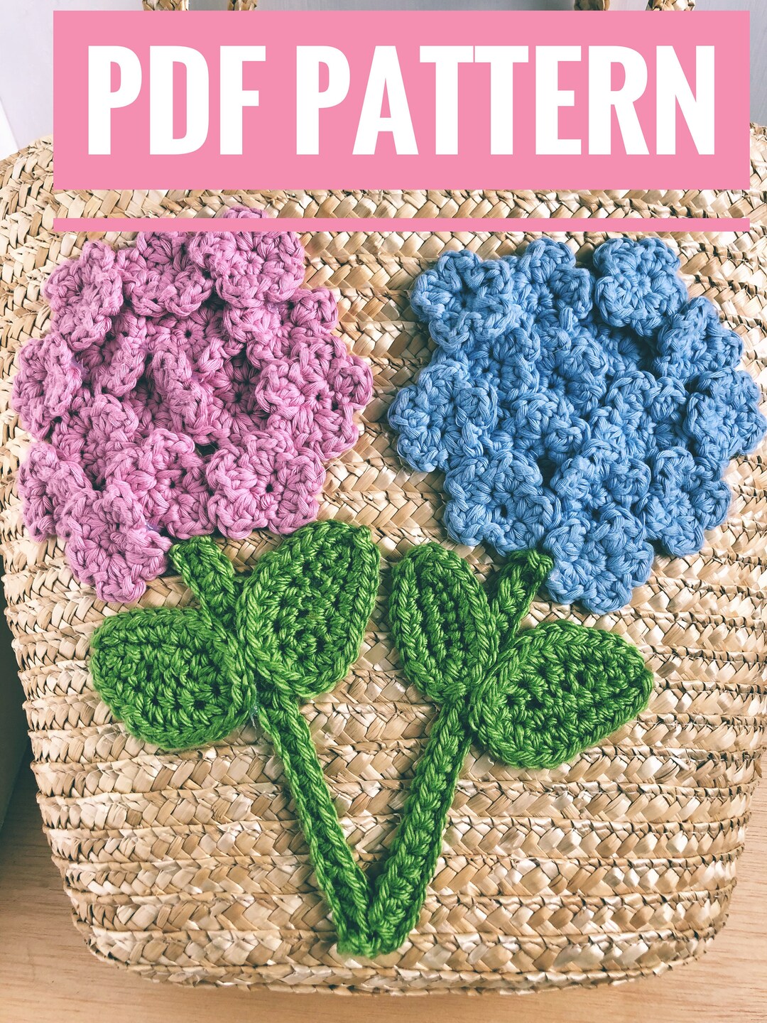 Crochet Hydrangea Pattern, Crochet Flower Pattern, Crochet Applique ...