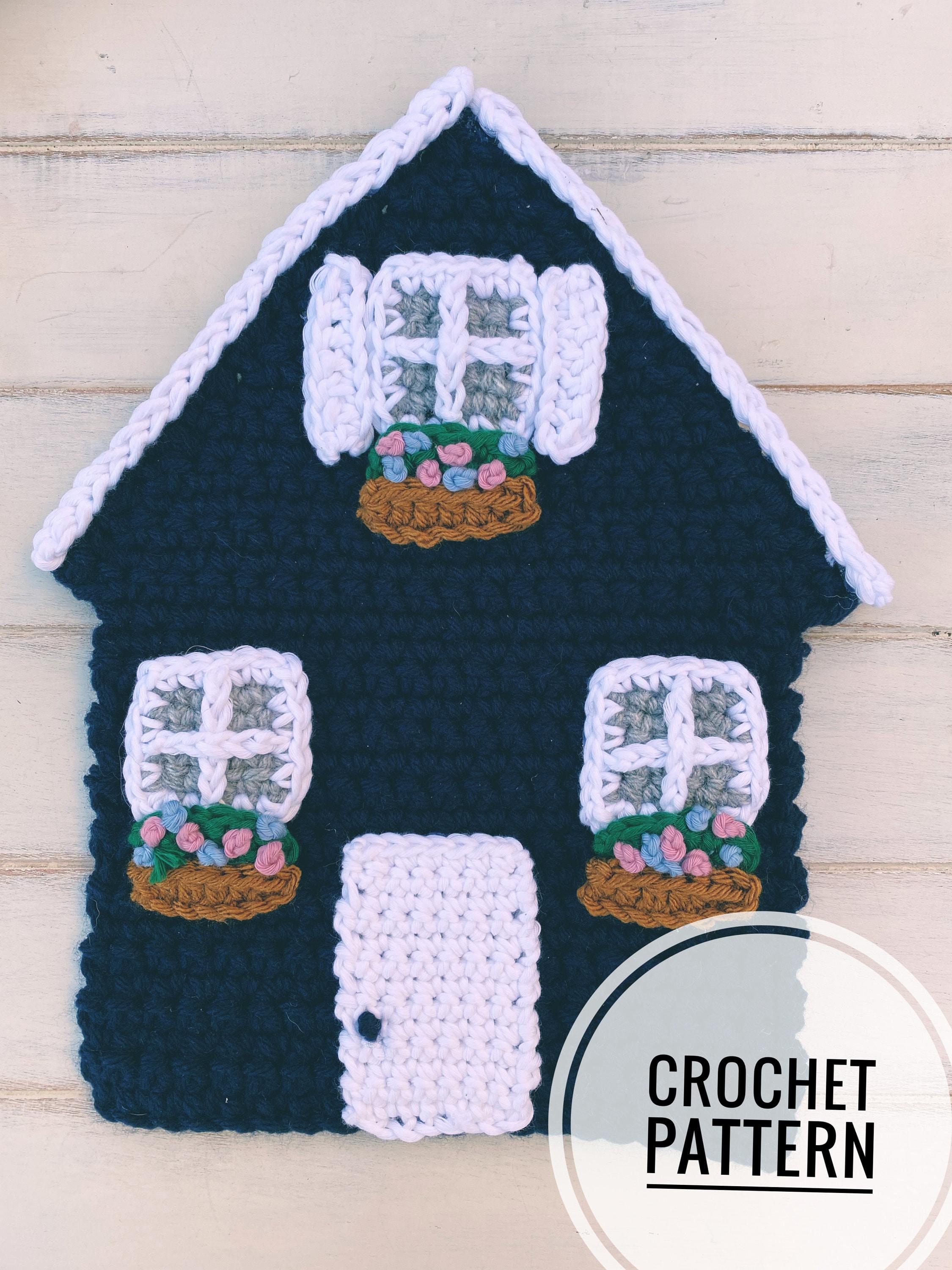 PATTERN Crochet House Cottage Applique Beginner Easy | Etsy