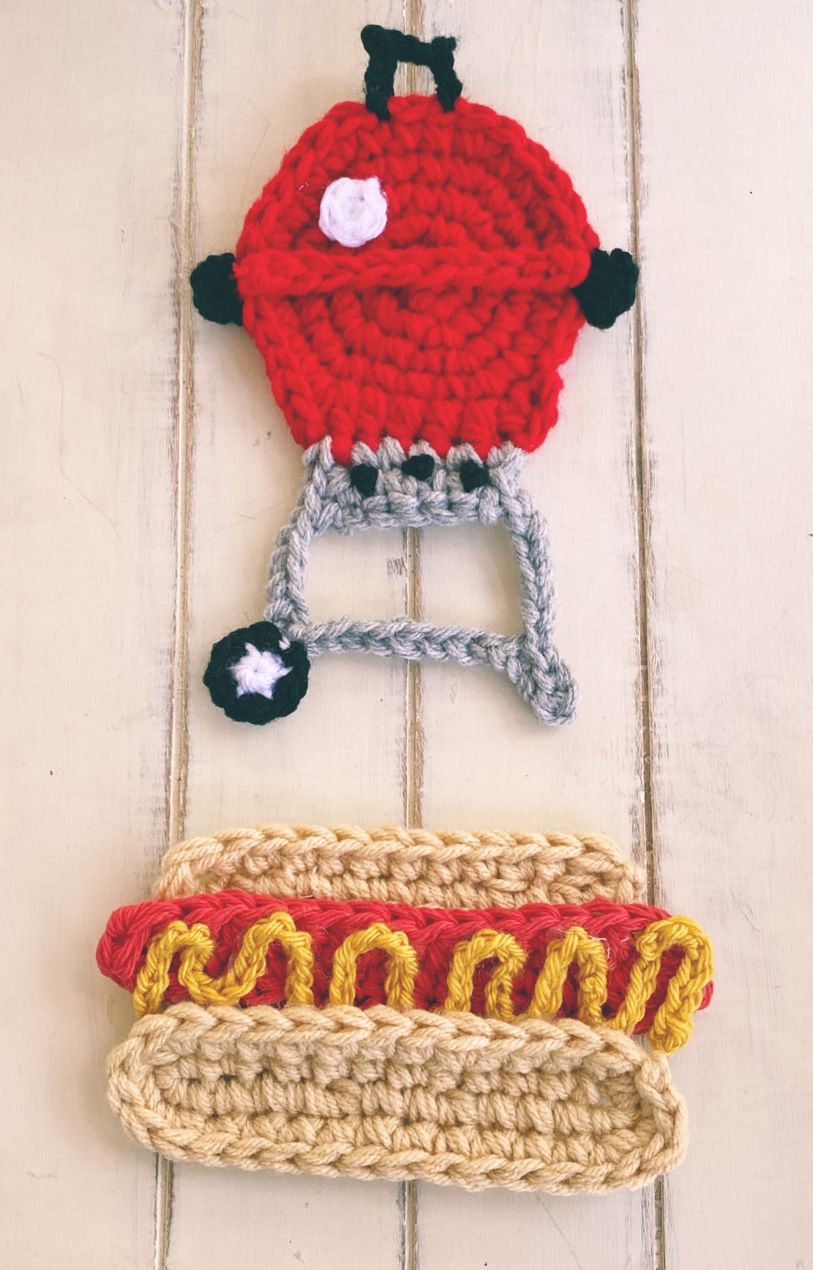 PATTERN | Crochet Applique | BBQ | Grill | Beer Glass | Hotdog | Summer ...