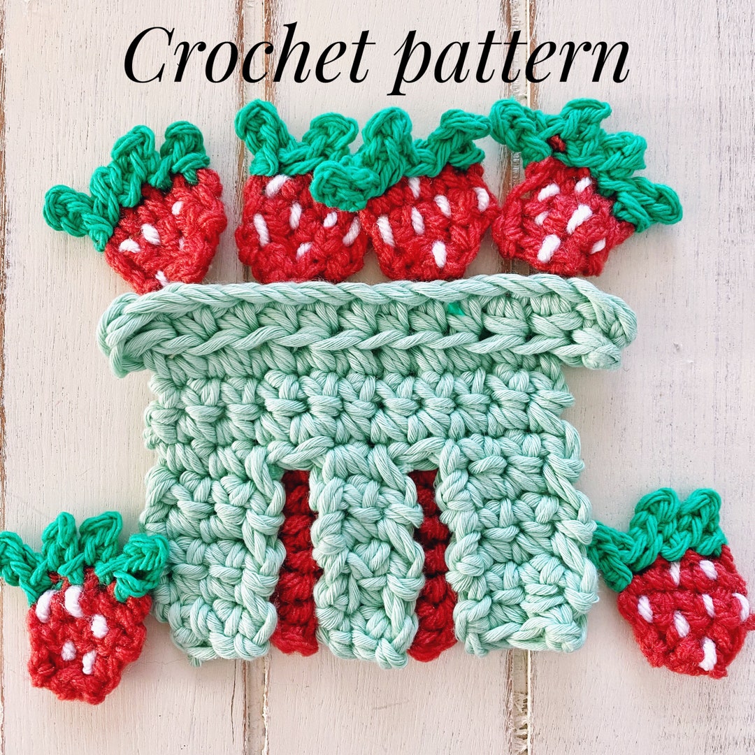 PATTERN | Crochet Strawberry Applique Pattern | Berry Picking | Fruit ...