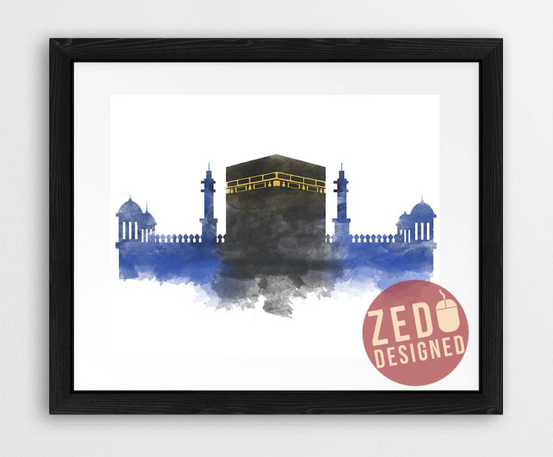 Makkah Skyline, Kabah, Watercolour Skyline, Islamic Wall Art Print ...