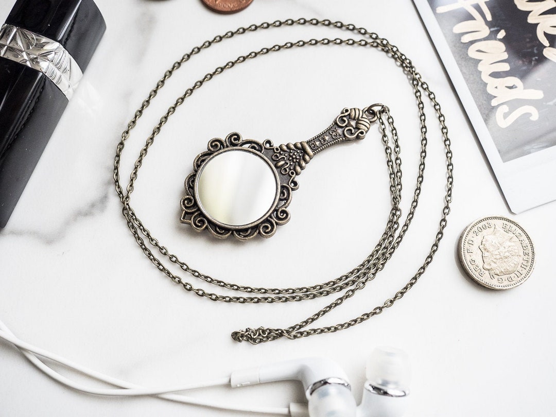Vintage Mirror Necklace, Mirror Pendant Necklace, Mirror Jewel - Etsy