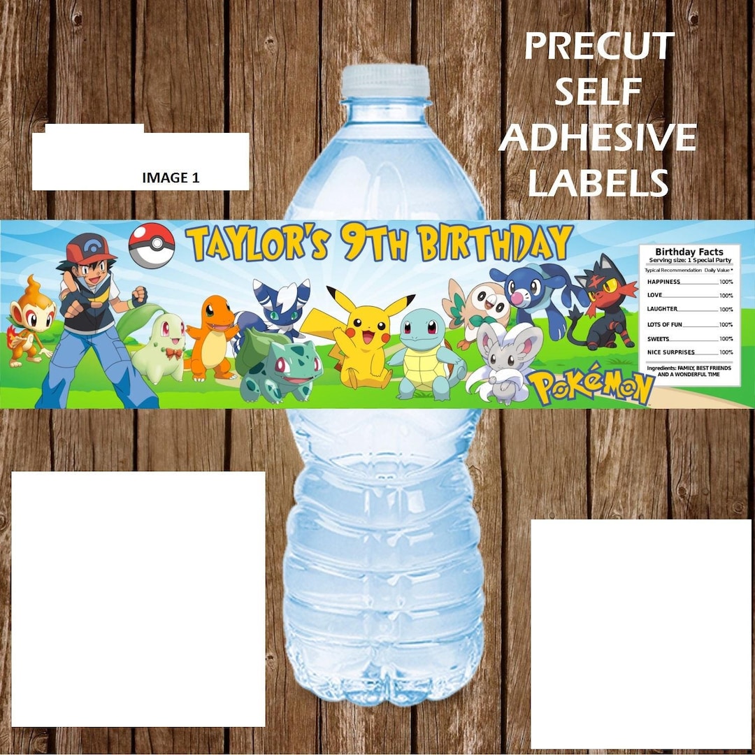 24 Pokémon Personalized Water Bottle Labels 6 Different Designs - Etsy