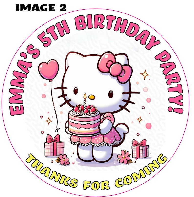 24... 3" Personalized Hello Kitty Birthday Stickers 2 to Choose From ...