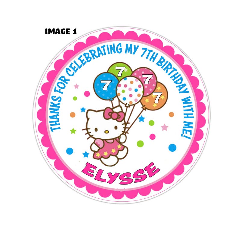 24... 3" Personalized Hello Kitty Birthday Stickers 2 to Choose From ...