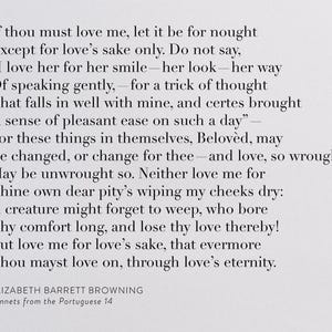 Elizabeth Barrett Browning Sonnet 14 Wall Art—classic Love Poetry Print ...