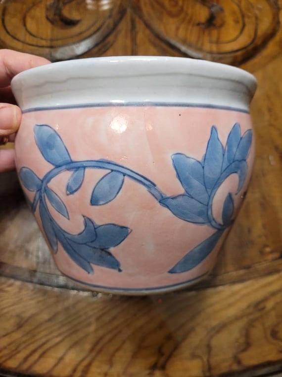 Planter Pot Fish Bowl Chinoiserie Pink - Etsy