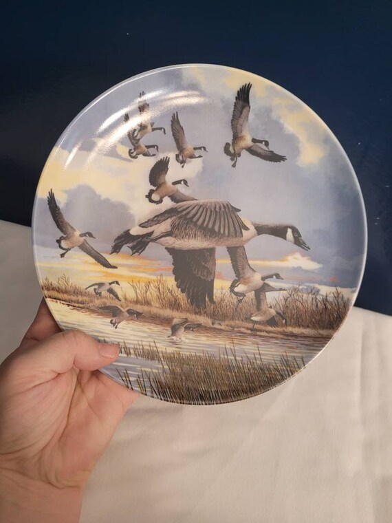 The Landing Canadian Goose Plate Wings Upon the Wind Geese | Etsy