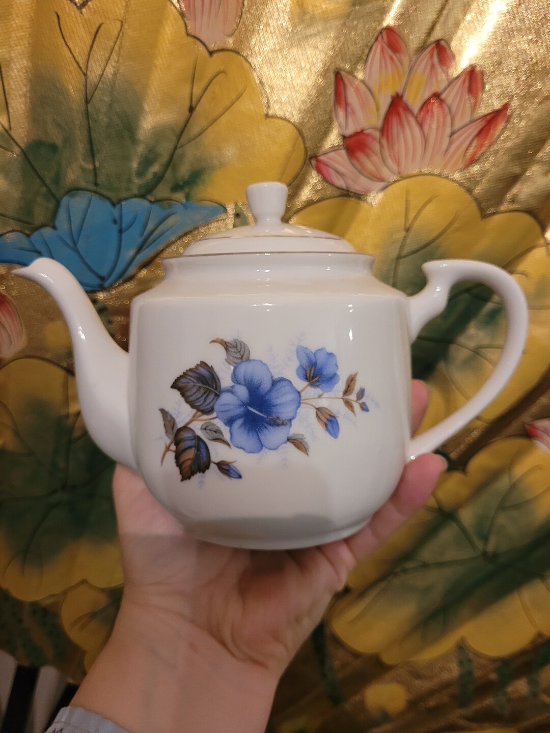 Teapot, Blue Floral, Vintage - Etsy