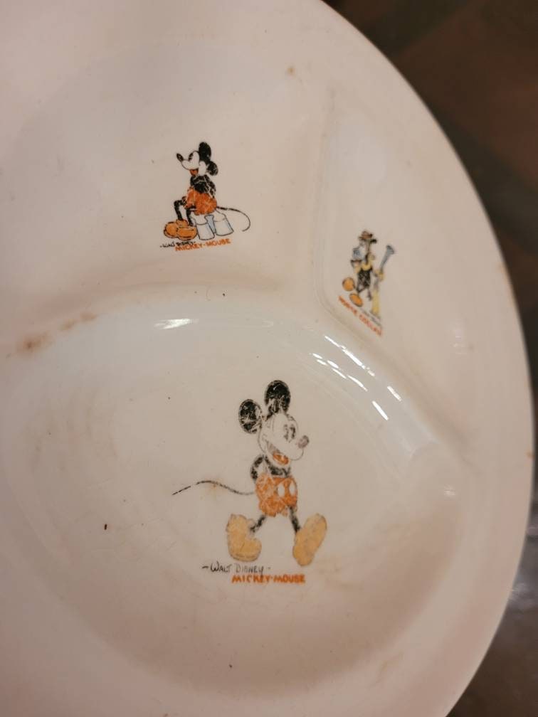 Mickey Mouse Plate Antique Vintage Childrens Divided Dish - Etsy