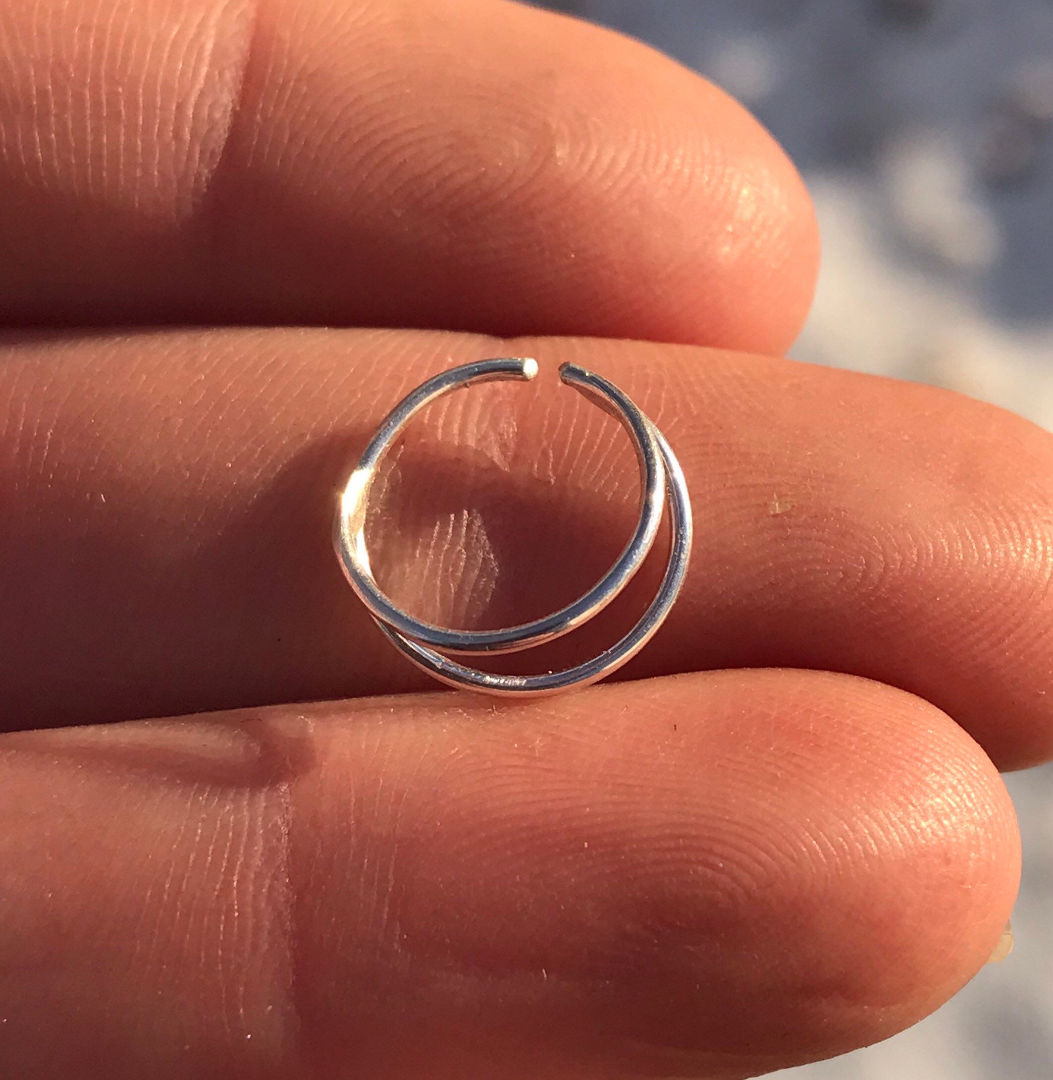 Sterling Double Hoop Nose Ring / Sterling Silver / Septum Ring | Etsy