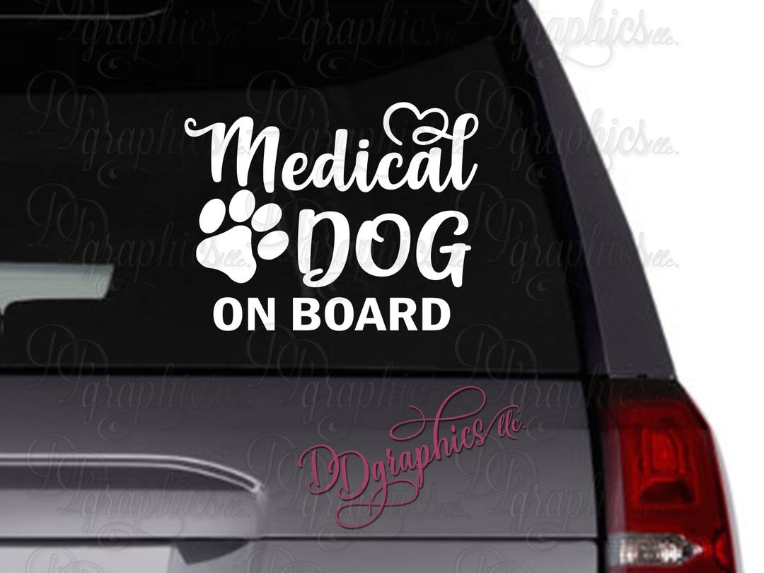 Medical Dog on Board Decal, Medical Dog Sticker, Paw Print Decal ...
