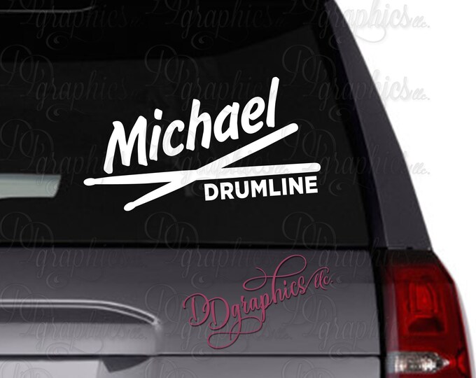 Drum Line Vinyl Decal / Personalized Decal / Drummer / Drum Sticks ...