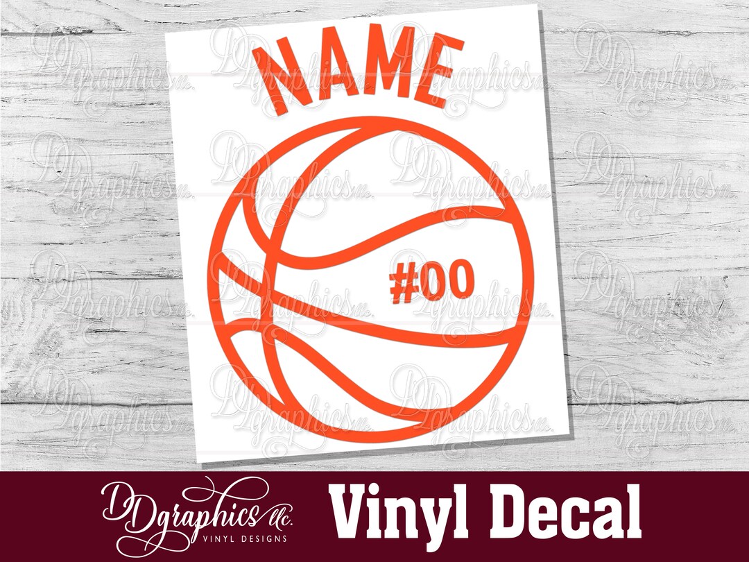 Basketball Personalized Vinyl Decal, Custom Basketball Sticker With ...