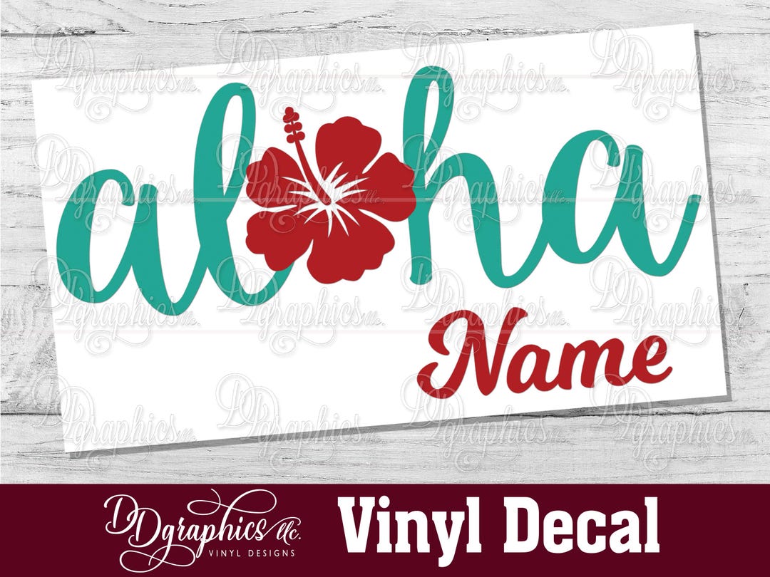 Aloha Personalized Vinyl Decal, Custom Sticker With Name, Hibiscus ...