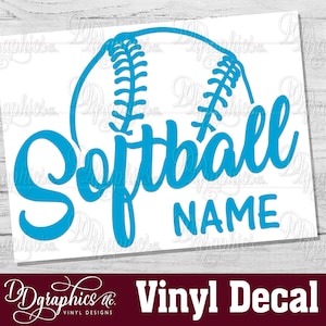 Personalized Softball Vinyl Decal, Custom Softball Sticker, Softball ...