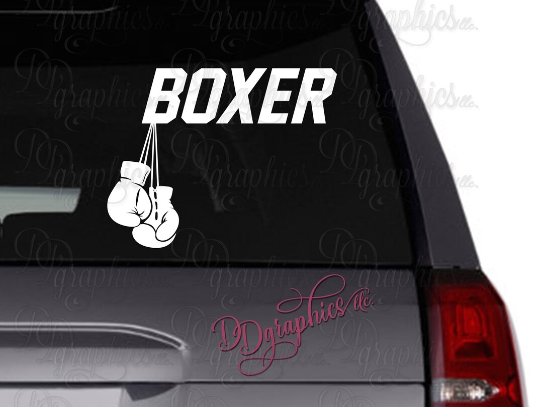 Boxer With Hanging Gloves Vinyl Decal, Custom Boxer Sticker, Boxing ...