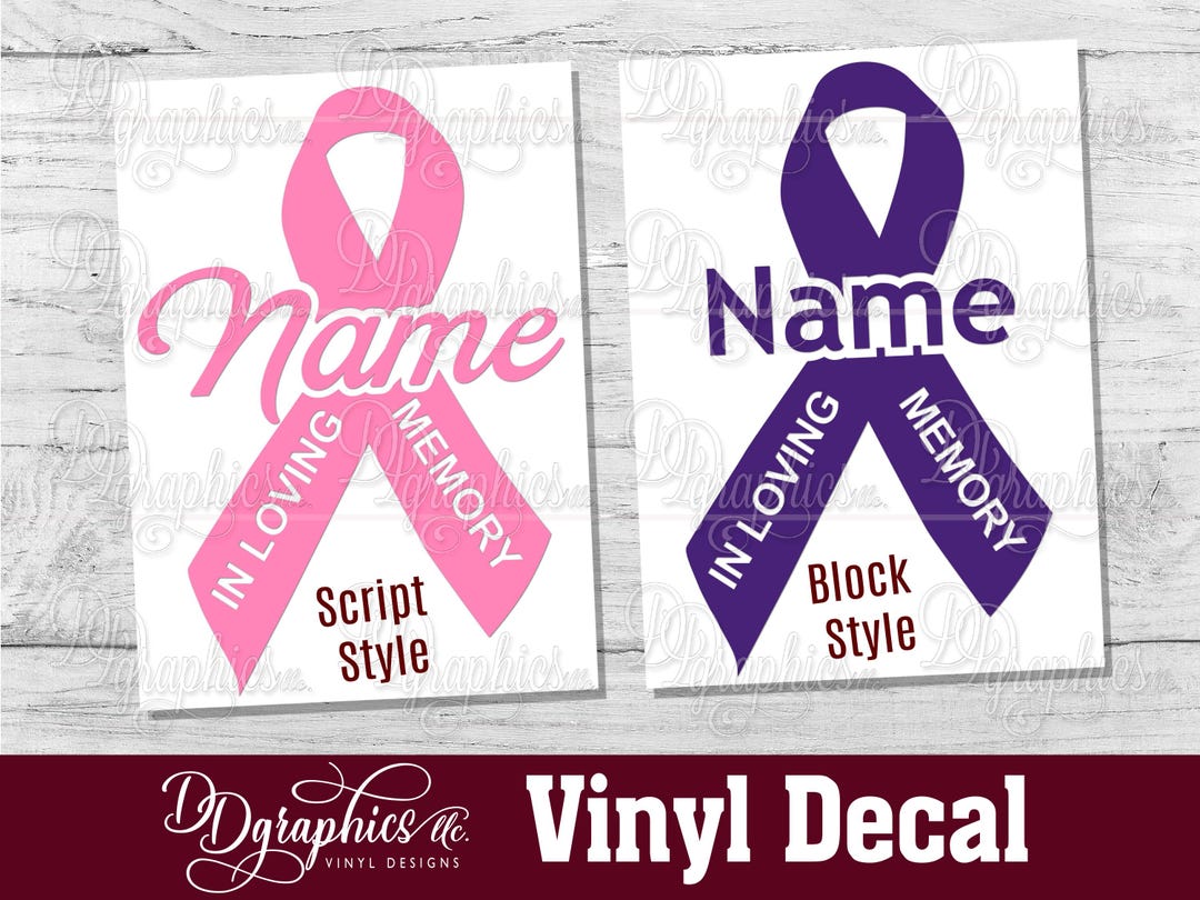 In Loving Memory Vinyl Decal With Name, Personalized Memorial Ribbon ...