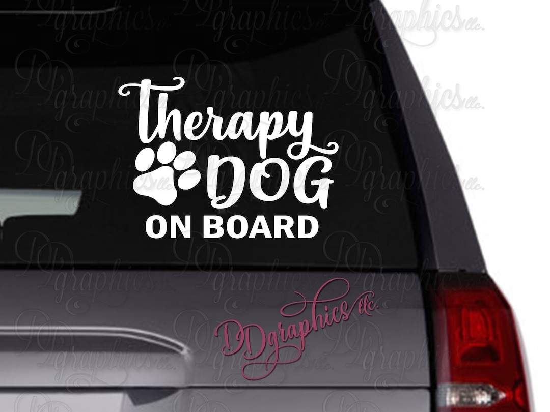 Therapy Dog on Board Decal, Therapy Dog Sticker, Paw Print Decal ...